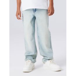 Straight-Jeans name it "NKMRYAN STRAIGHT JEANS 5950-DM NOOS", Jungen, Gr. 116, N-Gr, vintage light blau denim, Denim/Jeans, Obermaterial: 100% Baumwolle, leichte Abriebeffekte, straight fit kn&ouml;chellang, Jeans Straight-Jeans
