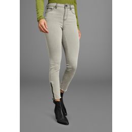 Arizona Damen 5-Pocket-Jeanslight grau used, Gr. 36, unifarben, Denim/Jeans, Obermaterial: 70% Baumwolle, 28% Polyester, 2% Elasthan, Jeans, schmale,