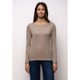 Street One Damen Langarmshirtlight terra mocha, Gr. 46, unifarben, Web, 50% Baumwolle, 50% Modal, Shirts, in Unifarbe