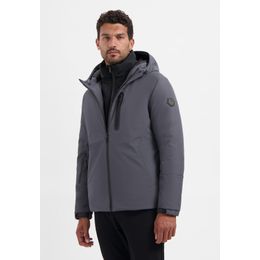 Steppjacke NO EXCESS "NO EXCESS Beschichtete Kapuzenjacke KAI Jacket", Damen, Gr. L, asphalt, 95% Polyester, 5% Elasthan, Jacken Steppjacke