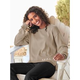 Strickpullover Heine "Pullover", Damen, Gr. 38, beige (sesam), 100% Baumwolle, gemustert, mehrfarbig, Pullover Strickpullover