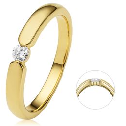 ONE ELEMENT Damen Diamantring "0.13 ct Diamant Brillant Spannfassung Ring aus 585 Gelbgold", 52, 0,13, Diamanten Gelbgold 585 Gold, gold, Diamanten,