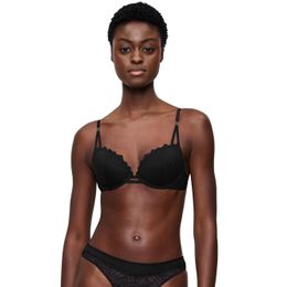 Triumph Damen Push-up-BH "That Night In Vegas WHU", Gr. 80, schwarz, Mesh, Spitze, Obermaterial: 49% Polyester, 41% Polyamid, 10% Elasthan, BHs,