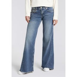 5-Pocket-Jeans Herrlicher "Edna Kama Denim", Damen, Gr. 28, L&auml;nge 34, iconic, Denim/Jeans, Obermaterial: 99% Baumwolle, 1% Elasthan, ausgestellt lang, Jeans 5-Pocket-Jeans, Flared Fit, extra Weite