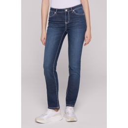 SOCCX Damen Regular-fit-Jeans, blau, Gr. 29, Abriebeffekte, Denim/Jeans, Material: 72% Baumwolle, 27% Polyester, 1% Elasthan, Zusatz: Enth&auml;lt