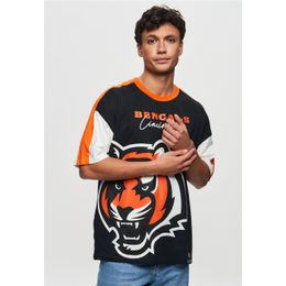 Recovered Herren T-Shirt "NFL Bengals Cincinnati Cut and Sew Oversized", schwarz, Gr. XXL, bedruckt, 100% Baumwolle, Shirts, f&uuml;r alle Fans der