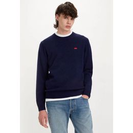 Levi's LEVI'S Herren Wollpullover "ORIGINAL HM SWEATER", blau, Gr. L, unifarben, Strick, Obermaterial: 80% Wolle, 20% Polyamid, Pullover, klassische