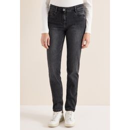 Comfort-fit-Jeans Cecil, Damen, Gr. 28, L&auml;nge 32, dunkelgrau washed, Jeans, 65% Baumwolle, 33% Polyester, 2% Elasthan, unifarben, lang, Jeans, Middle Waist
