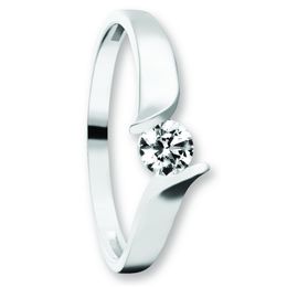 ONE ELEMENT Damen Goldring "Zirkonia Ring aus 333 Wei&szlig;gold Zirkonia Ring aus 333 Wei&szlig;gold", 48,mit Zirkonia, Gold Wei&szlig;gold 333, silber, Gold,