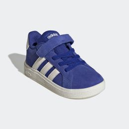 Kinder Sneaker "GRAND COURT 2.0 KIDS", adidas Sportswear, Gr. 24, wei&szlig;, Leder, Synthetik, Textil, Schuhe, mit Klettverschluss