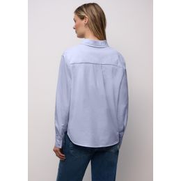 Street One Damen Langarmbluse, blau, Gr. 46, unifarben, Web, 100% Baumwolle, Blusen, aus reiner Baumwolle