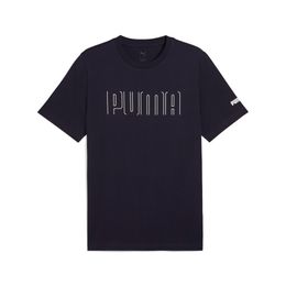 Puma Herren T-Shirt "SPORT GRAPHIC TEE", blau, Gr. M, unifarben, Jersey, Obermaterial: 100% Baumwolle, Shirts, Regular Fit, Kurzarm, Grafik als