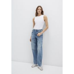 Weite Jeans Mavi "LEILA W/Cut", Damen, Gr. 27, L&auml;nge 28, mid shaded glam, 86% Baumwolle, 12% Polyester, 2% Elasthan, loose fit normal, Jeans, Baggy Jeans