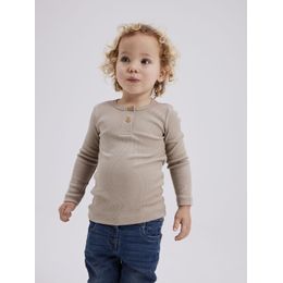name it Jungen Langarmshirt "NMMKAB LS TOP NOOS", beige, Gr. 104, meliert, Feinripp, Obermaterial: 57% Baumwolle, 38% Modal, 5% Elasthan, Shirts, Im