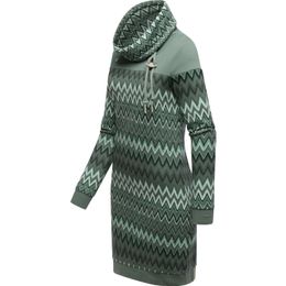 Ragwear Damen Sweatkleid "Chlloe Zig Zag YOUMODO", gr&uuml;n, Gr. XS, Material: 70% Baumwolle, 30% Polyester, Kleider, stylisches Langarm Minikleid mit