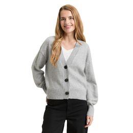 Tom Tailor Damen Cardiganmedium silber grau melange, Gr. XXL, meliert, Strick, Obermaterial: 47% Polyester, 47% Viskose, 6% Polyamid, Strickjacken,