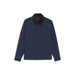 BOSS Orange Herren Outdoorhemd "Leldon-zip"open blau464, Gr. XXL, unifarben, Web, Obermaterial: 100% Polyamid, Hemden, Oversize Fit, kontrastfarbiger