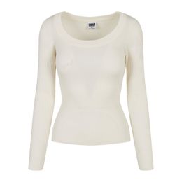 Rundhalspullover Urban Classics "Urban Classics Damen Ladies Wide Neckline Sweater", Damen, Gr. XL, sandwei&szlig;, 35% Viskose, 35% Polyacryl, 30% Polyamid, unifarben, slim fit, Rundhals, Pullover Rundhalspullover