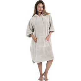Badeponcho my home "Lillou, Surfponcho ideal f&uuml;r Sauna, Spa & im Urlaub" Gr. S, beige (sand), L:100cm, Microfaser, Hausm&auml;ntel, weich und kuschelig, pl&uuml;sch, Fleece, Unisex, f&uuml;r Damen und Herren