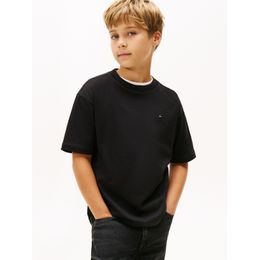 T-Shirt Tommy Hilfiger, Jungen, Gr. 86, schwarz, Single Jersey, Obermaterial: 100% Baumwolle, unifarben, regular fit normal, Rundhals, eingesetzt abgesteppte Kante, Shirts T-Shirt, Regular fit, f&uuml;r Kinder bis 16 Jahre