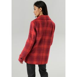 Damen Cabanjacke, rot, Gr. 42, Aniston SELECTED, kariert, Web, Obermaterial: 100% Polyester. Futter: 100% Polyester, Jacken, mit zwei Eingriffstaschen