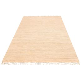 Teppich OTTO HOME, B:40cm H:5mm L:60cm, beige, Baumwolle, Wohnzimmer, Teppiche, "Paul", Wendeteppich, Uni, handgewebt, mit Fransen, reine Baumwolle,