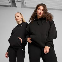 Puma Damen Kapuzensweatshirt "ESS RELAXED HOODIE FL", schwarz, Gr. XL, unifarben, Fleece, Obermaterial: 66% Baumwolle, 34% Polyester, Sweatshirts,