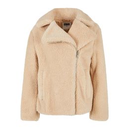 Winterjacke Urban Classics "Urban Classics Damen Ladies Sherpa Biker Jacket", Damen, Gr. S, unionbeige, 100% Polyester, unifarben, oversize, amerikanischer Ausschnitt, Jacken Winterjacke