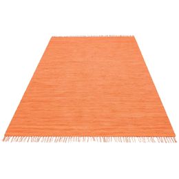 Teppich OTTO HOME, B:60cm H:5mm L:120cm, orange, Baumwolle, Wohnzimmer, Teppiche, "Paul, Handwebteppich", reine Baumwolle, Uni, handgewebt,