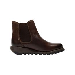 Fly London Damen Keilstiefelette "Fly London Stiefelette Leder/Textil", Gr. 38, braun, Leder, Textil, Schuhe