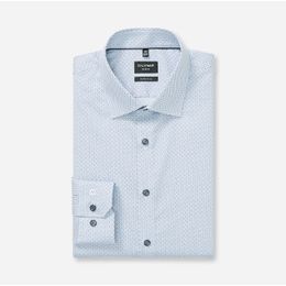 OLYMP Herren Langarmhemd "No 6"bleu, Gr. 43, gemustert, Web, Obermaterial: 97% Baumwolle, 3% Elastolefin, Hemden, Businesshemd, super slim, New York