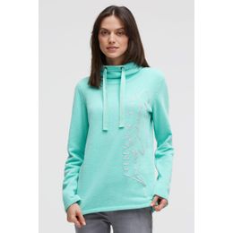 Rundhalspullover SOCCX, Damen, Gr. L, aqua splash, Material: 80% Polyester, 20% Baumwolle, bedruckt, regular fit normal, Rundhals, eingesetzt gerader Abschluss, Pullover Rundhalspullover