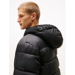 Tommy Jeans Herren Steppjacke "HOODED LOGO PUFFER"schwarz, Gr. XXL, unifarben, Web, Obermaterial: 100% Polyamid, Jacken, Winterjacke Steppjacke W