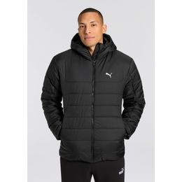 Puma Herren Winterjacke "ESS HOODED PADDED JACKET", schwarz, Gr. L, unifarben, Taft, Obermaterial: 100% Polyester, Jacken, mit Kapuze, mit
