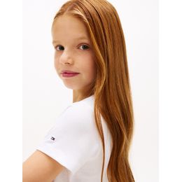 Tommy Hilfiger M&auml;dchen T-Shirtwei&szlig;, Gr. 14, unifarben, Single Jersey, Obermaterial: 60% Baumwolle, 40% Polyester, Shirts, Regular fit, f&uuml;r Kinder bis