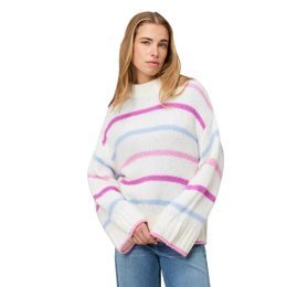 Strickpullover Zero "Damen mit Streifen", Damen, Gr. L, creampink, Strick, Obermaterial: 45% Polyamid, 38% Polyacryl, 11% Wolle, 6% Alpaka, gestreift, figurumspielend normal, weit B&uuml;ndchen krempelbar, Pullover Strickpullover, Plain/ohne Details
