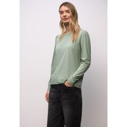 Street One Damen Langarmshirt, gr&uuml;n, Gr. 36, unifarben, Web, 95% Baumwolle, 5% Elasthan, Shirts, mit Rundhalsausschnitt