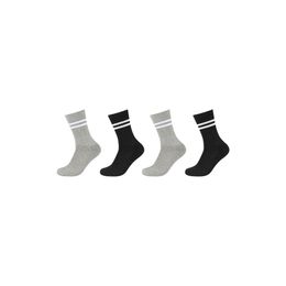 s.Oliver Damen Socken "Tennissocken 4er Pack", Gr. 35, schwarz, 66% Baumwolle, 28% Polyester, 5% Elastodien, 1% Elasthan, gestreift, Socken