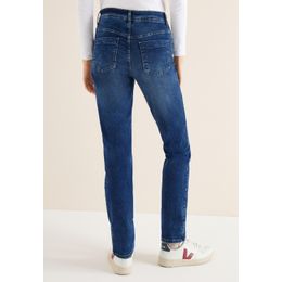 Slim-fit-Jeans Cecil, Damen, Gr. 30, L&auml;nge 30, mid blau wash, Jeans, 83% Baumwolle, 15% Polyester, 2% Elasthan, unifarben, kn&ouml;chellang, Jeans Slim-fit-Jeans, 5-Pocket-Style