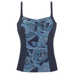 Lascana Damen B&uuml;gel-Tankini-Top "Boho", blau, Gr. 38, Paisleymuster, Polyamid, Bikini-Oberteile, mit modischem Print
