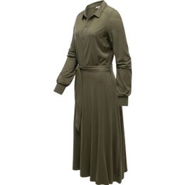 Ragwear Damen Blusenkleid "Plantee"olivgr&uuml;n, Gr. L, Material: 95% Viskose, 5% Elasthan, Kleider, Modisches Damenkleid mit Tailleng&uuml;rtel