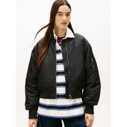 Tommy Jeans Damen Bomberjacke "TJW ESSENTIAL BOMBER JACKET", schwarz, Gr. L, unifarben, Web, Obermaterial: 100% Nylon, Jacken, Mit