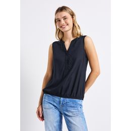 Street One Damen Blusentop, blau, Gr. 40, unifarben, Stoff, 100% Viskose, Blusen, 2in1 Optik