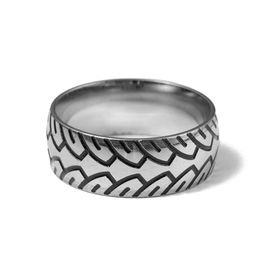 Firetti Damen Fingerring "Schmuck Geschenk Edelstahl Damenring Herrenring Autoreifen-Spur", 58, Edelstahl, 8mm, silber, Edelstahl, Fingerringe, Made