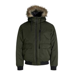 Jack & Jones JACK & JONES Herren Bomberjacke "JJCHARLIE DETACHABLE FAUX FUR BOMBER", gr&uuml;n, Gr. XS, unifarben, Web, Obermaterial: 100% Polyester, Jacken