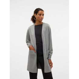 V&eacute;ro Moda VERO MODA Damen Longstrickjacke "VMSILJE LS OPEN CARDIGAN GA NOOS", grau, Gr. XL, unifarben, Strick, Obermaterial: 77% Viskose, 23% Polyester,