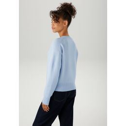 Aniston CASUAL Damen Strickjackehellblau, meliert, Gr. 42, meliert, Strick, Obermaterial: 73% Polyacryl, 24% Polyester, 3% Elasthan, Strickjacken,