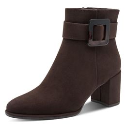Marco Tozzi Damen Stiefelette, Gr. 38mocca, Textil, Veloursleder, unifarben, Schuhe, Blockabsatz, Ankleboots mit modischer Zierschnalle