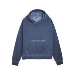 Kapuzenpullover Puma "Washed Out Graphic Boxy Hoodie Erwachsene", Damen, Gr. XS, schwarz indigo blau, Obermaterial: 100% Baumwolle; Rippe: 4% Elasthan, 96% Baumwolle, Pullover Kapuzenpullover