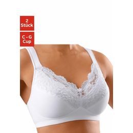 Soft-BH Petite Fleur, Damen, Gr. 100, Cup C, schwarz-wei&szlig; (wei&szlig;, schwarz), Jersey, Obermaterial: 60% Polyamid, 29% Baumwolle, 11% Elasthan, BHs Soft-BH, ohne B&uuml;gel mit Komforttr&auml;gern